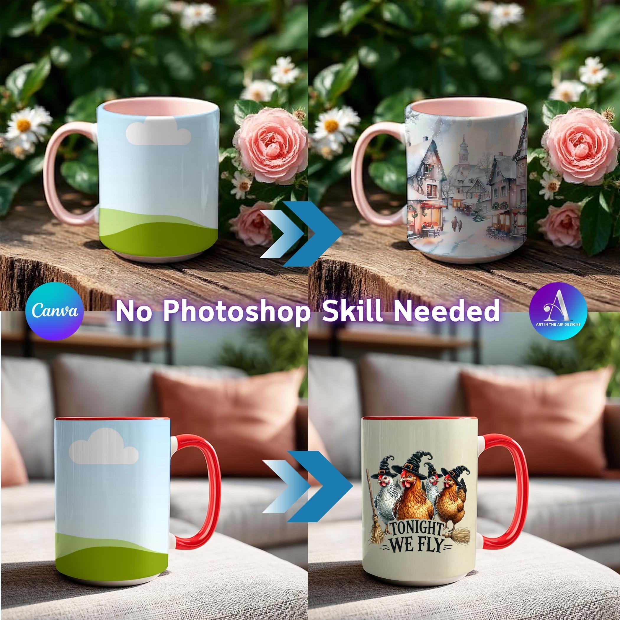 15oz Accent Mug Mockup Bundle: Canva Template (digital Download) - Etsy