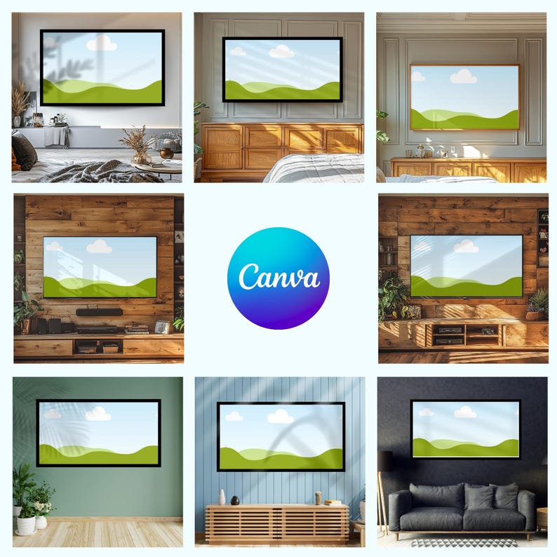 27 Canva TV Frame Mockup Bundle: 16x9 Landscape (digital Download) - Etsy