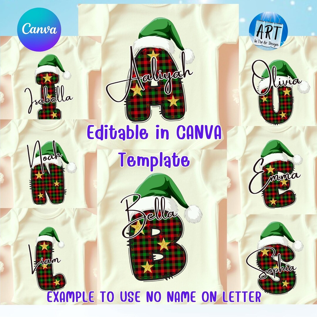 Custom Christmas Letter Santa Sack Doodle Letters, Santa Stocking ...