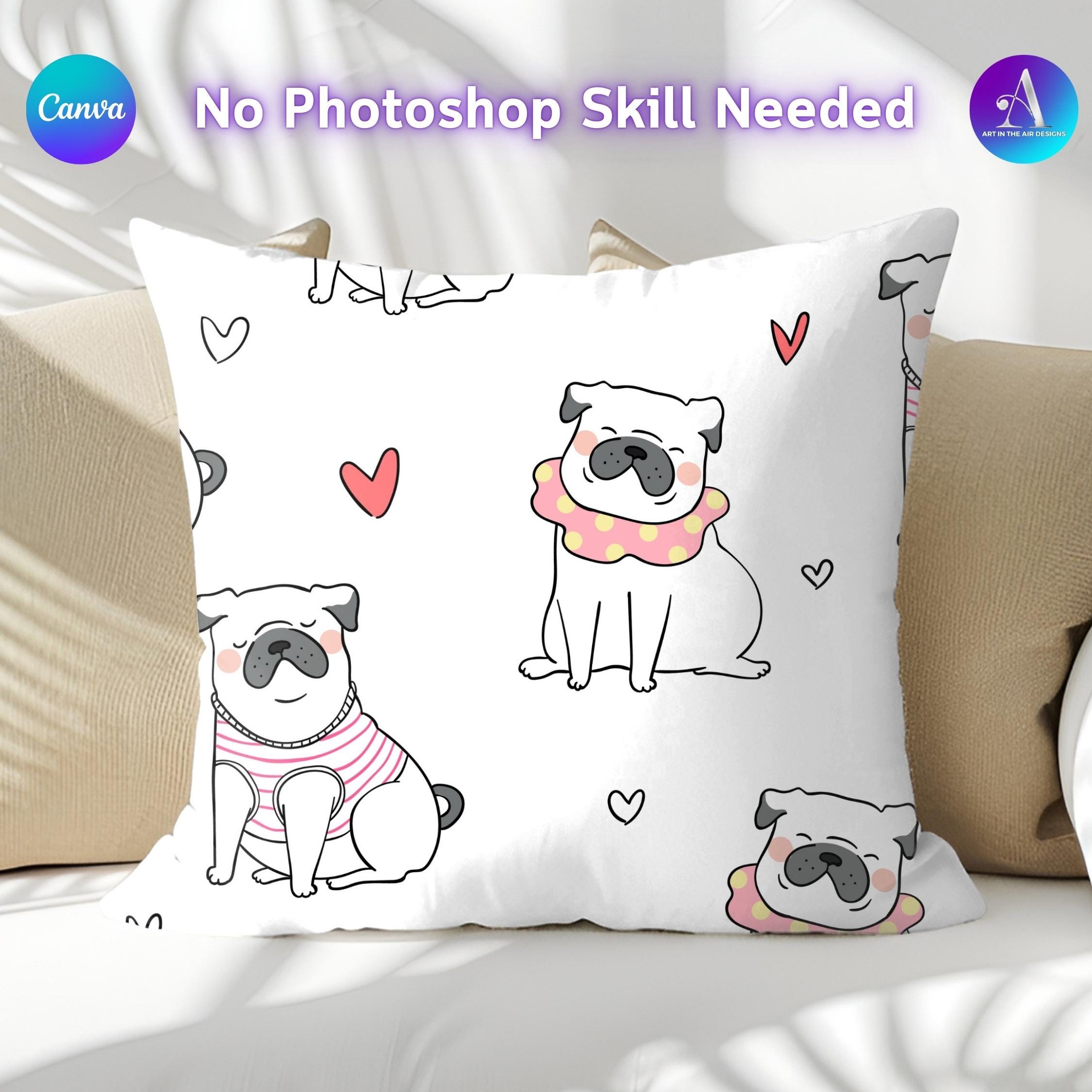 8 Square Pillows Mockups, Drag Your Design and Adjust the Shadow on the ...