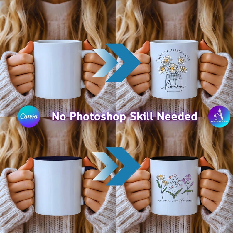 Colorful Coffee Mug Mockups: 11oz Canva Templates (digital Download) - Etsy