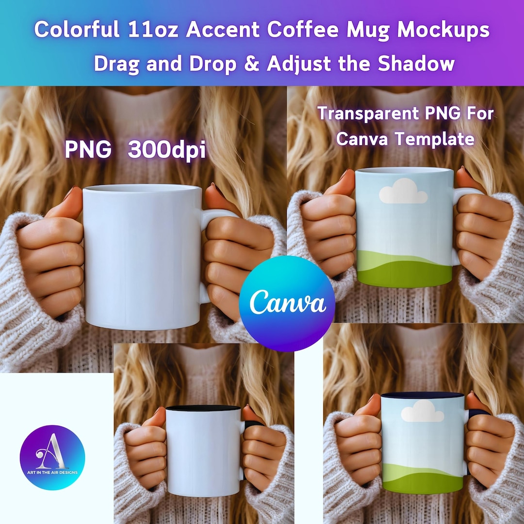 Colorful Coffee Mug Mockups: 11oz Canva Templates (digital Download) - Etsy