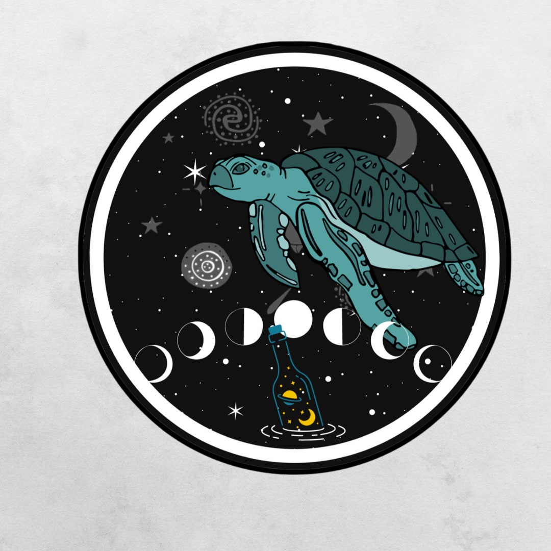 Hippie Turtle Vinyl Sticker Waterproof Sticker Space Sticker Turtle ...