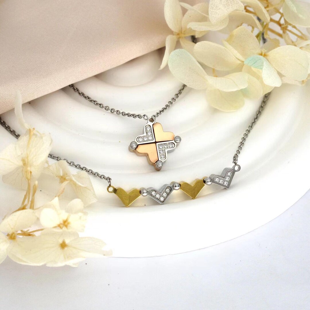 Lovely Heart Cross Necklace - Etsy