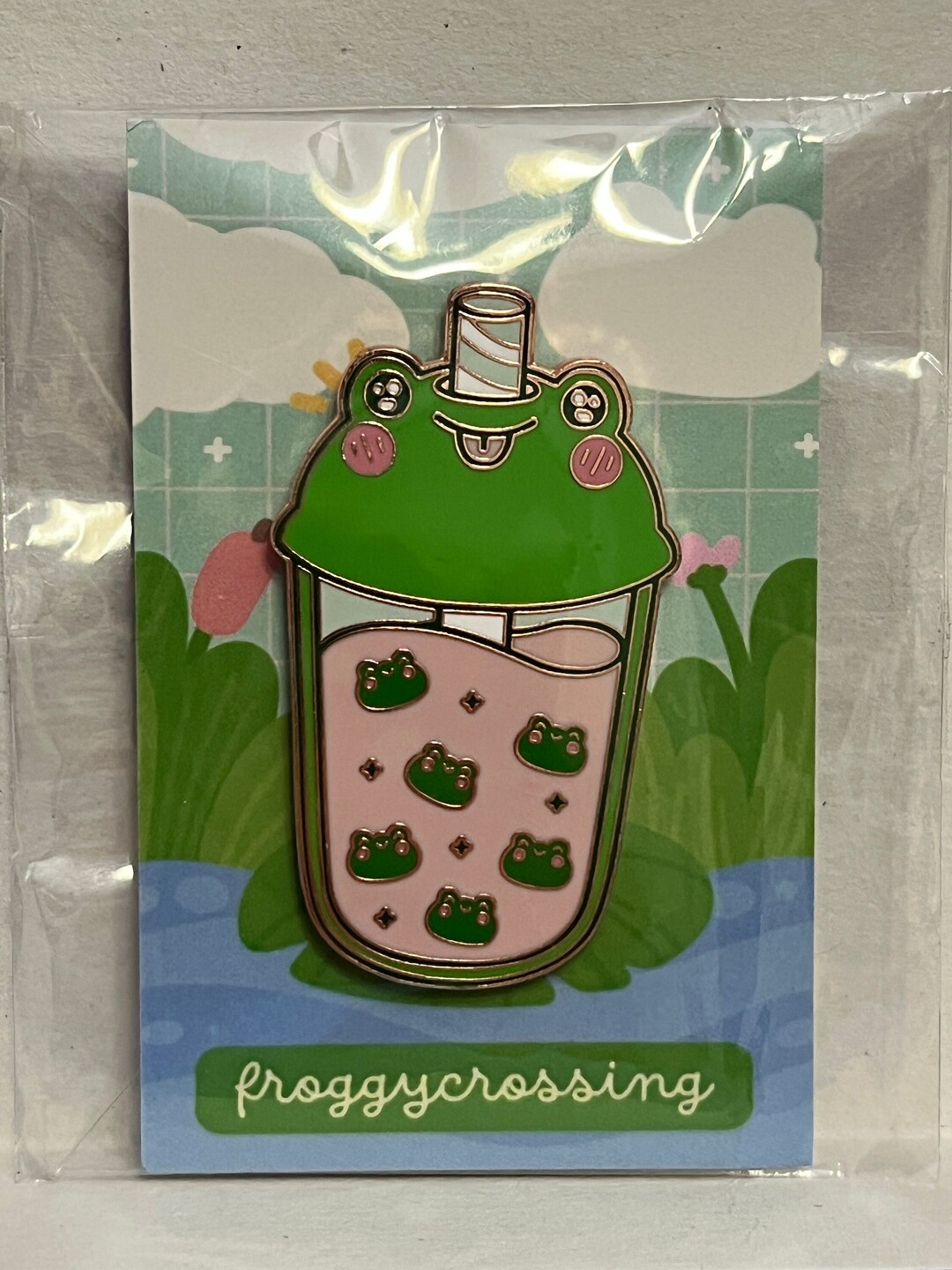 Custom Enamel Pin Froggy Crossing (froggycrossing); Cute Enamel Pin ...