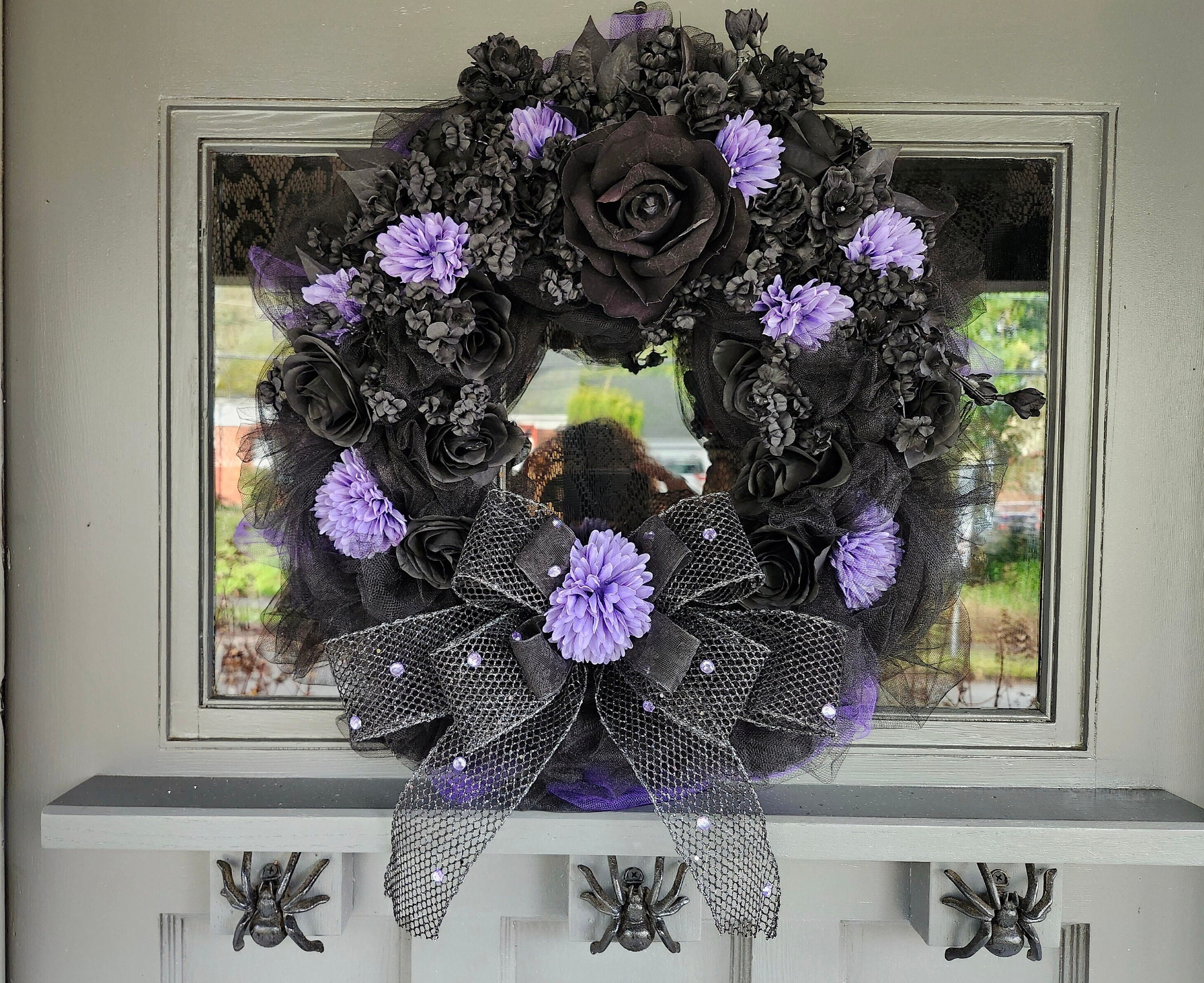 Black Rose Wreath, Goth Decor, Victorian, Edwardian, Halloween Decor ...