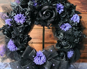 Gothic Noir Wreath, Goth Decor, Wall-hanging, Door-hanging, Everyday ...
