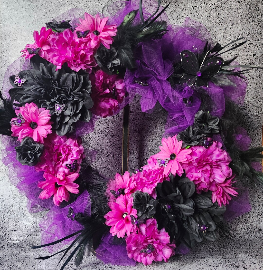Gothic Spring Wreath, Goth Home, Floral Wreath, Victorian Decor ...