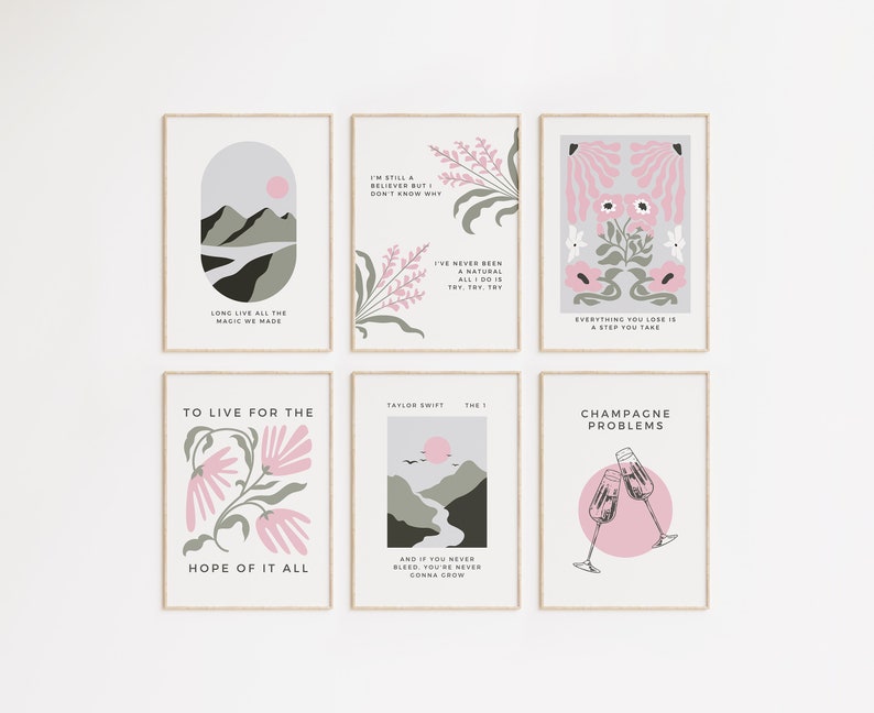 Taylor Swift Simple Neutral Poster Set of 6 Swiftie Print Bundle Wall ...