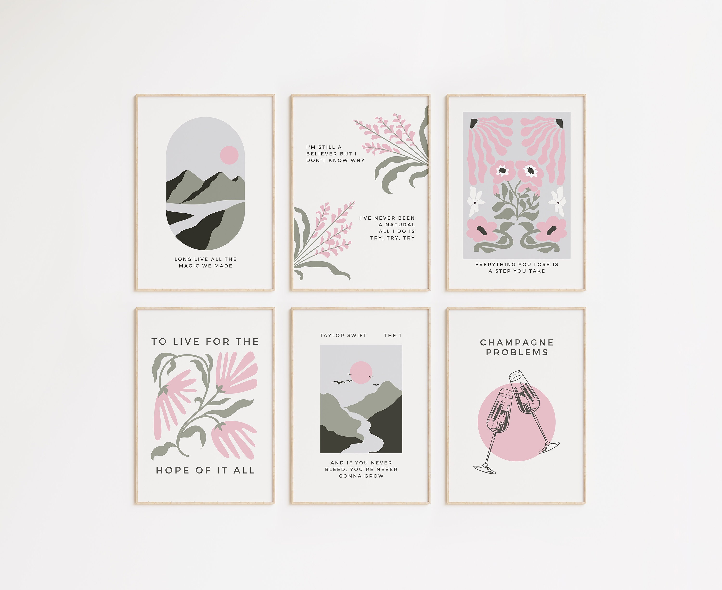 Taylor Swift Simple Neutral Poster Set of 6 Swiftie Print Bundle Wall ...