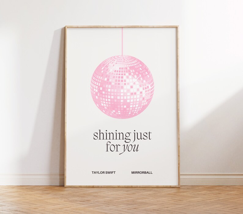 Taylor Swift Mirrorball Poster Lyrics & Swiftie Flower Wall Art ...