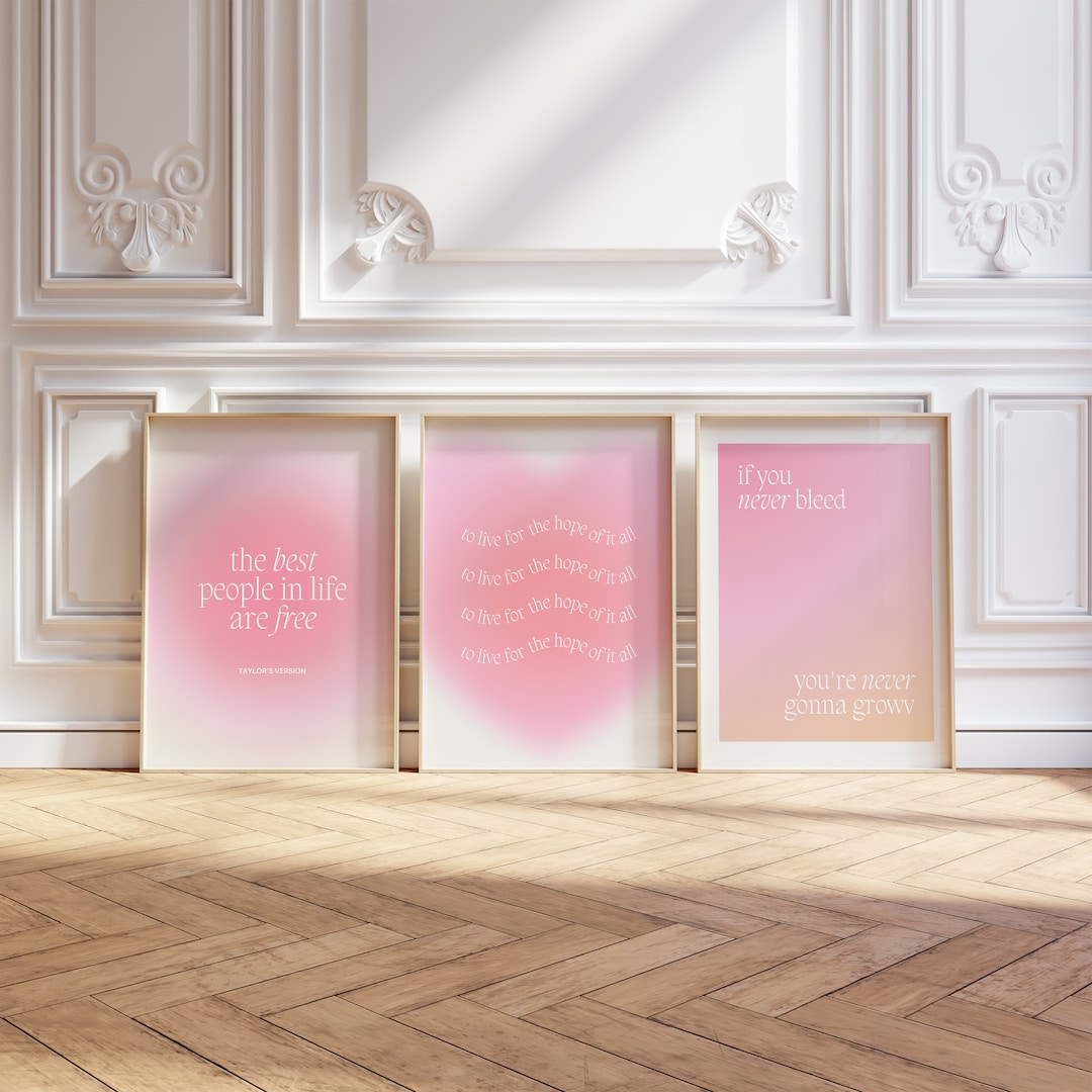 Taylor Swift Pink Poster Set of 3 August, the 1, New Romantics Wall Art ...