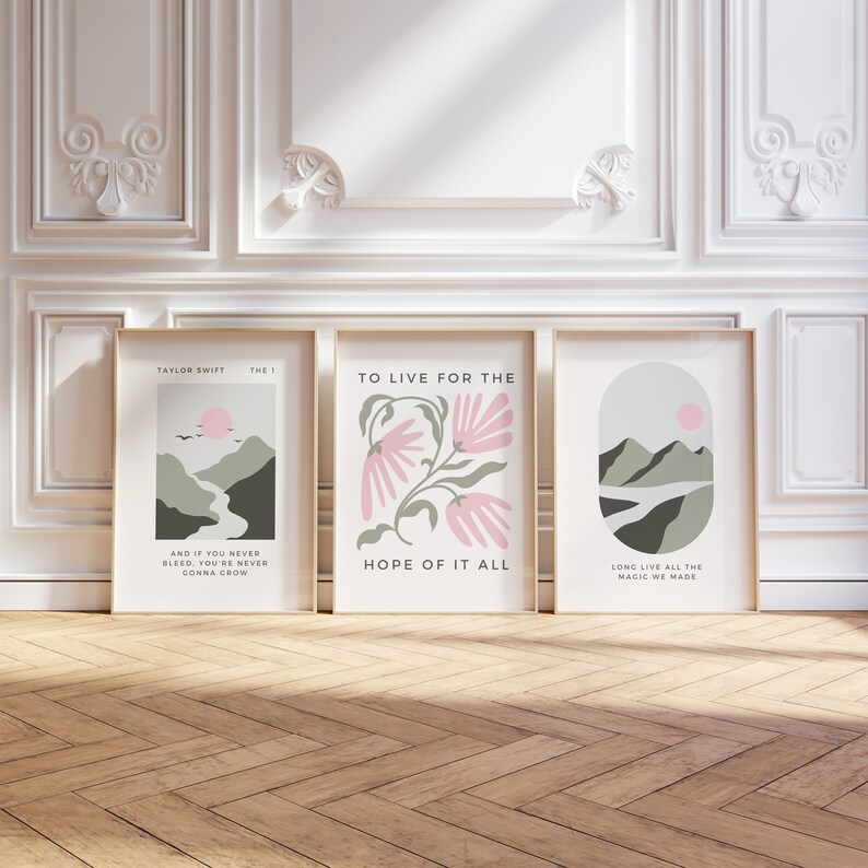Taylor Swift Simple Poster Set of 3 August, Long Live, the 1 Wall Art ...