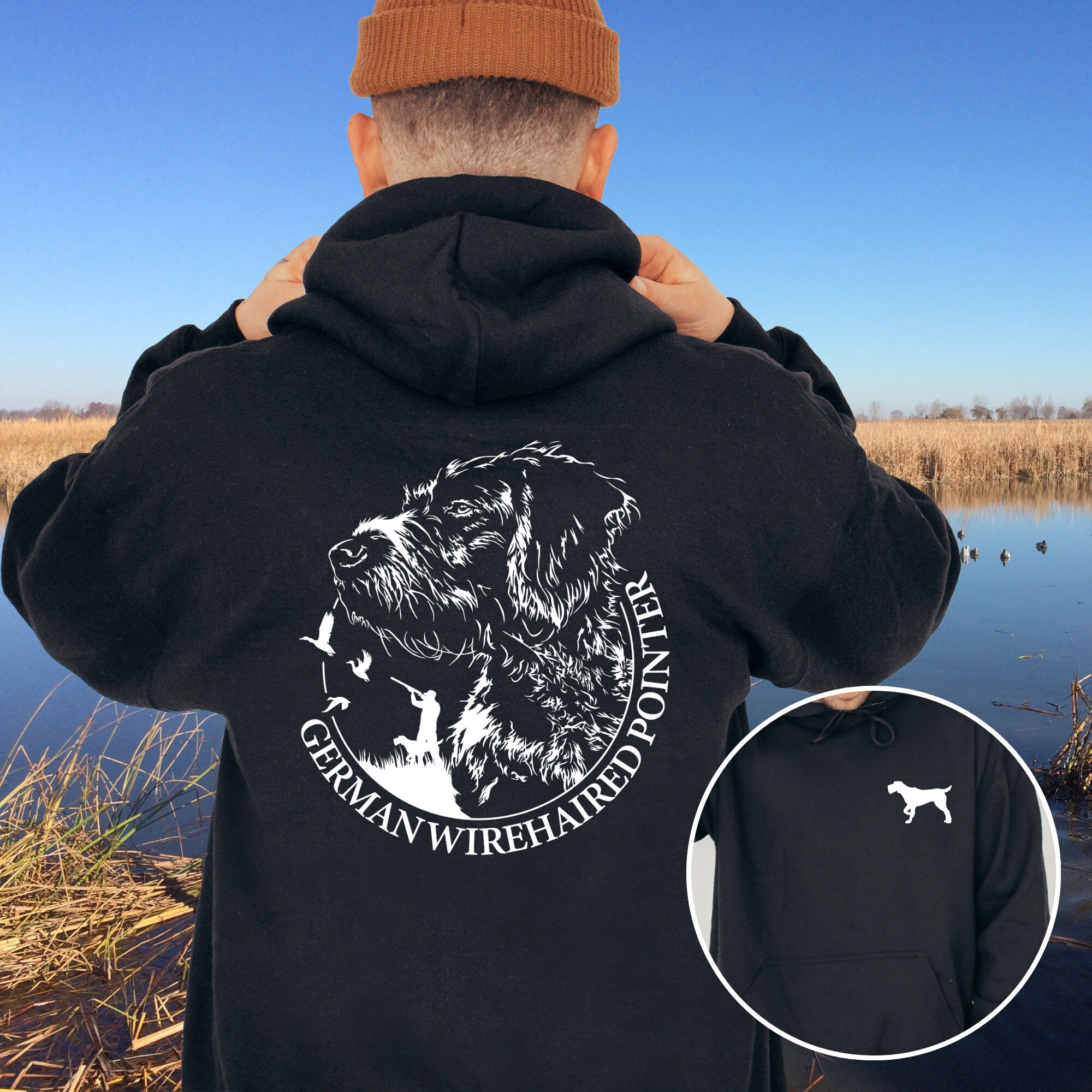 German Wirehaired Pointer Hoodie, Hunting Dog Sweatshirt, German ...