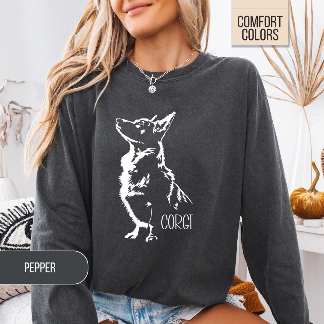 Corgi Long Sleeve Shirt - Comfort Colors Shirt Ring-spun Cotton S - 3XL ...
