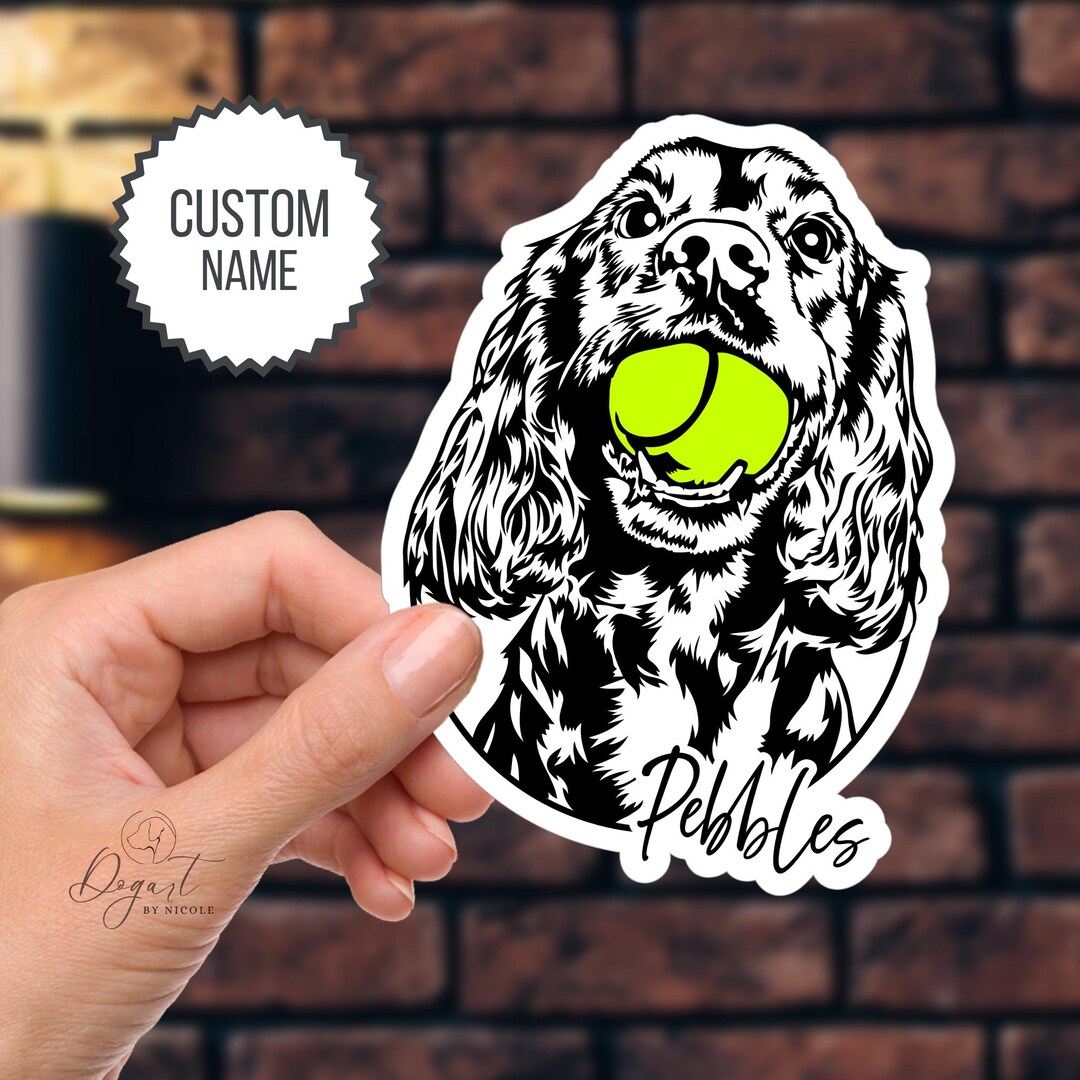 Cocker Spaniel Sticker, Die-cut Sticker, Custom Dog Name, Cocker ...