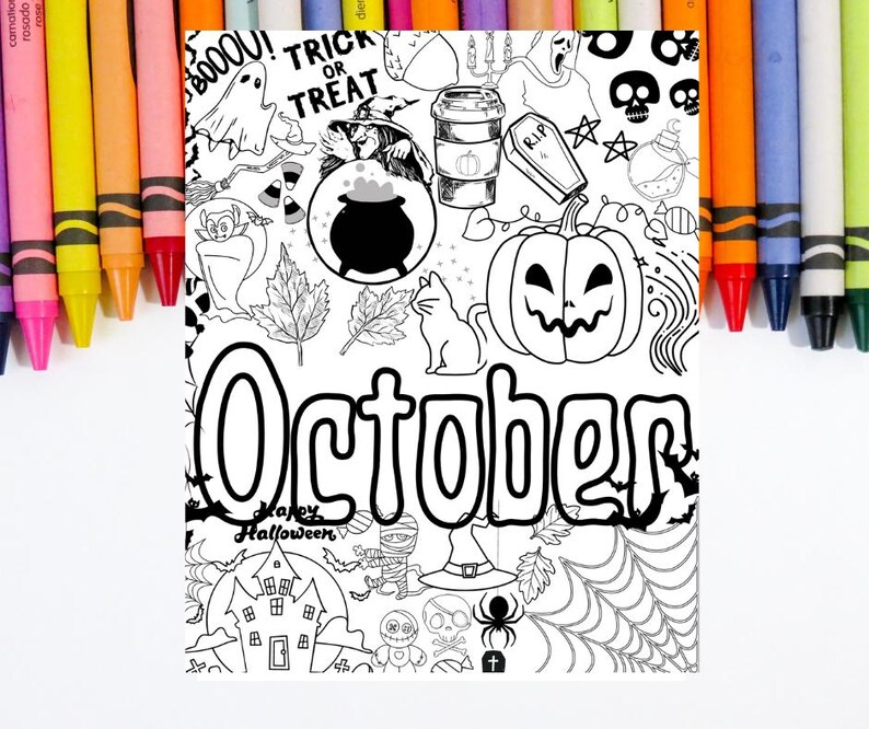 October Coloring Page - Etsy