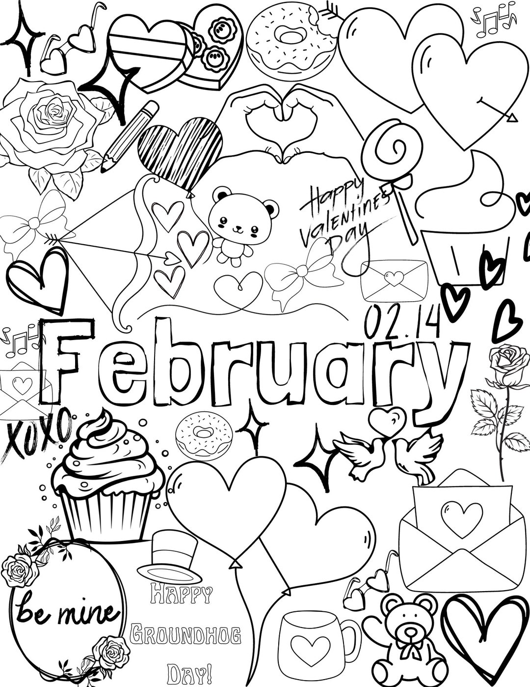 FEBRUARY Coloring Page - Etsy