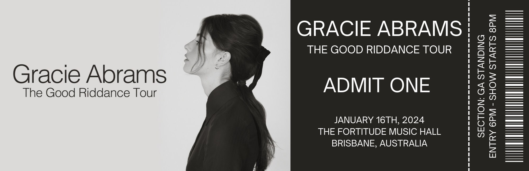 Gracie Abrams Customisable Good Riddance Tour Ticket - Etsy