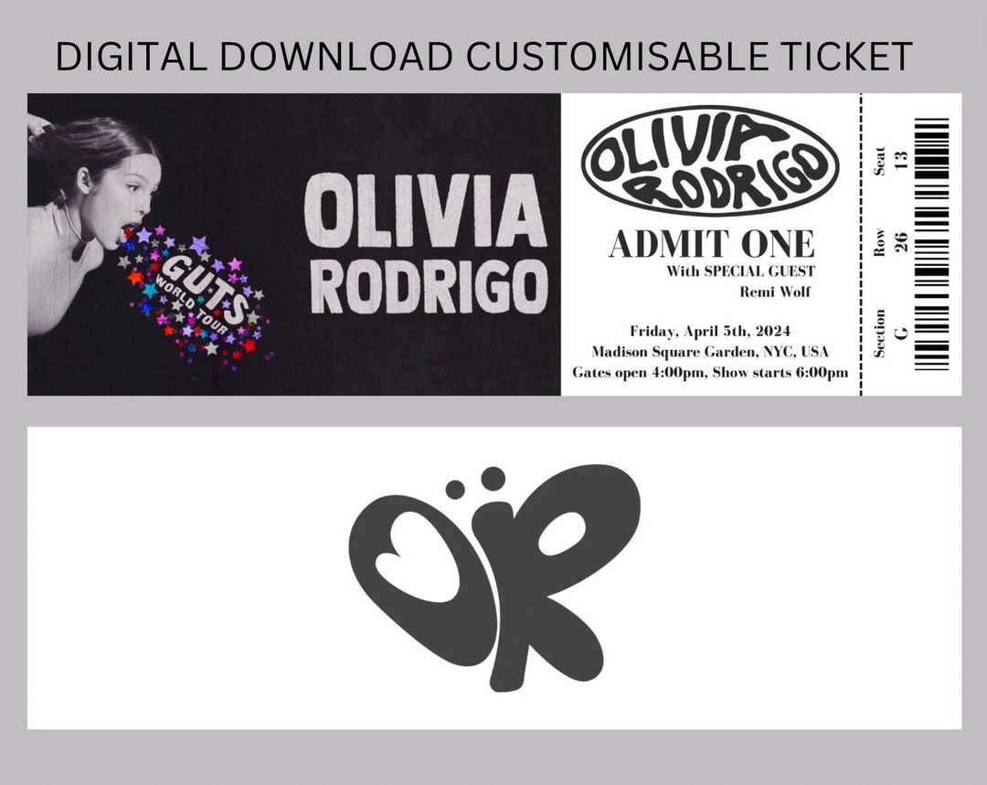 Olivia Rodrigo GUTS World Tour Customisable Ticket - Etsy