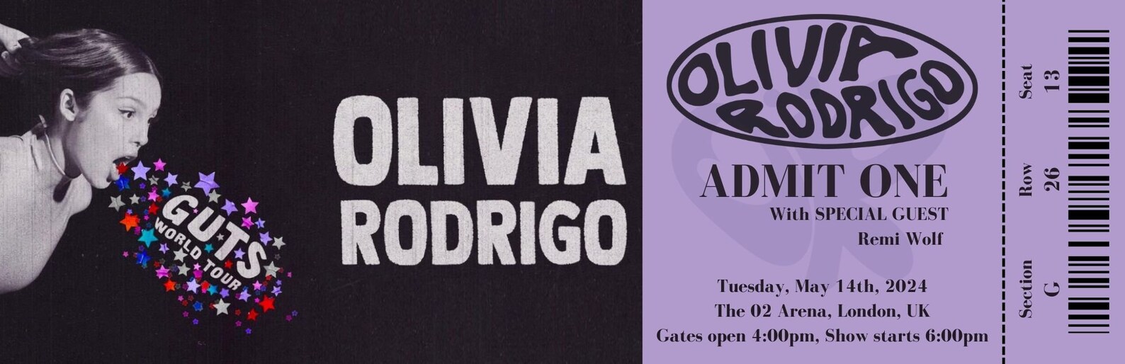 GUTS World Tour | Olivia Rodrigo | Customisable Ticket - Etsy