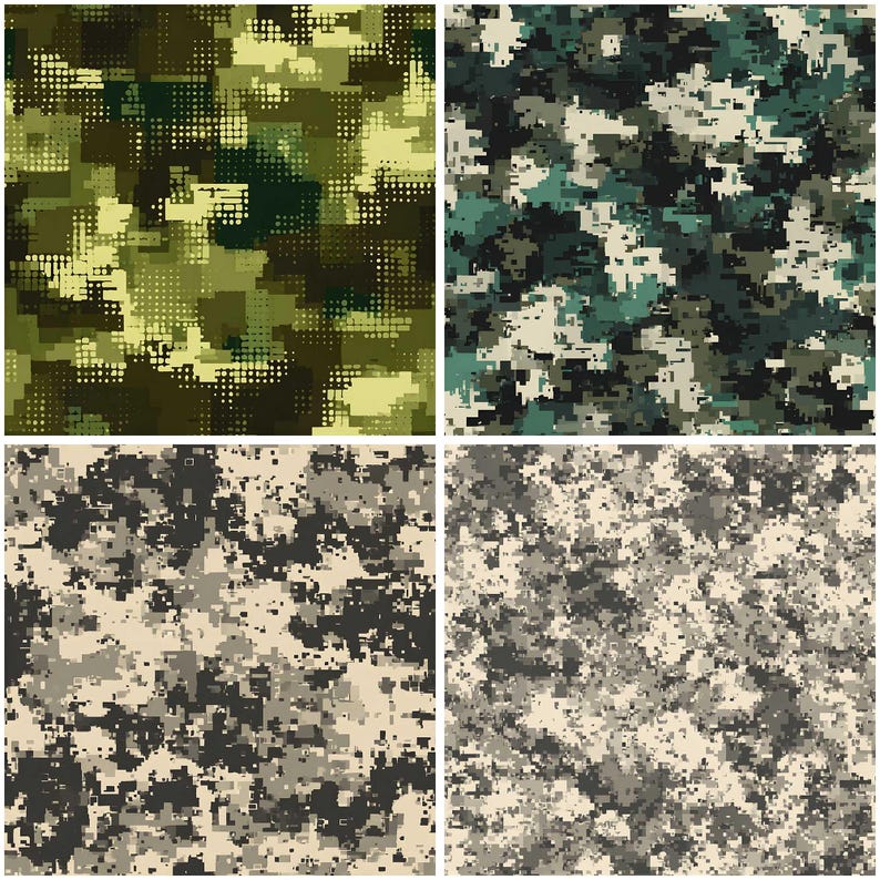 Seamless Camouflage Patterns: Military, Digital, Forest (36 Jpgs ...
