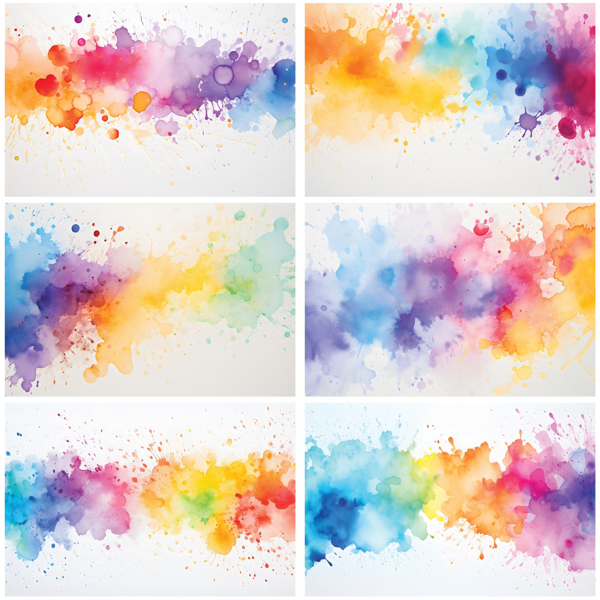 Colorful Watercolor Splats Backgrounds: High-res JPG Textures (digital ...