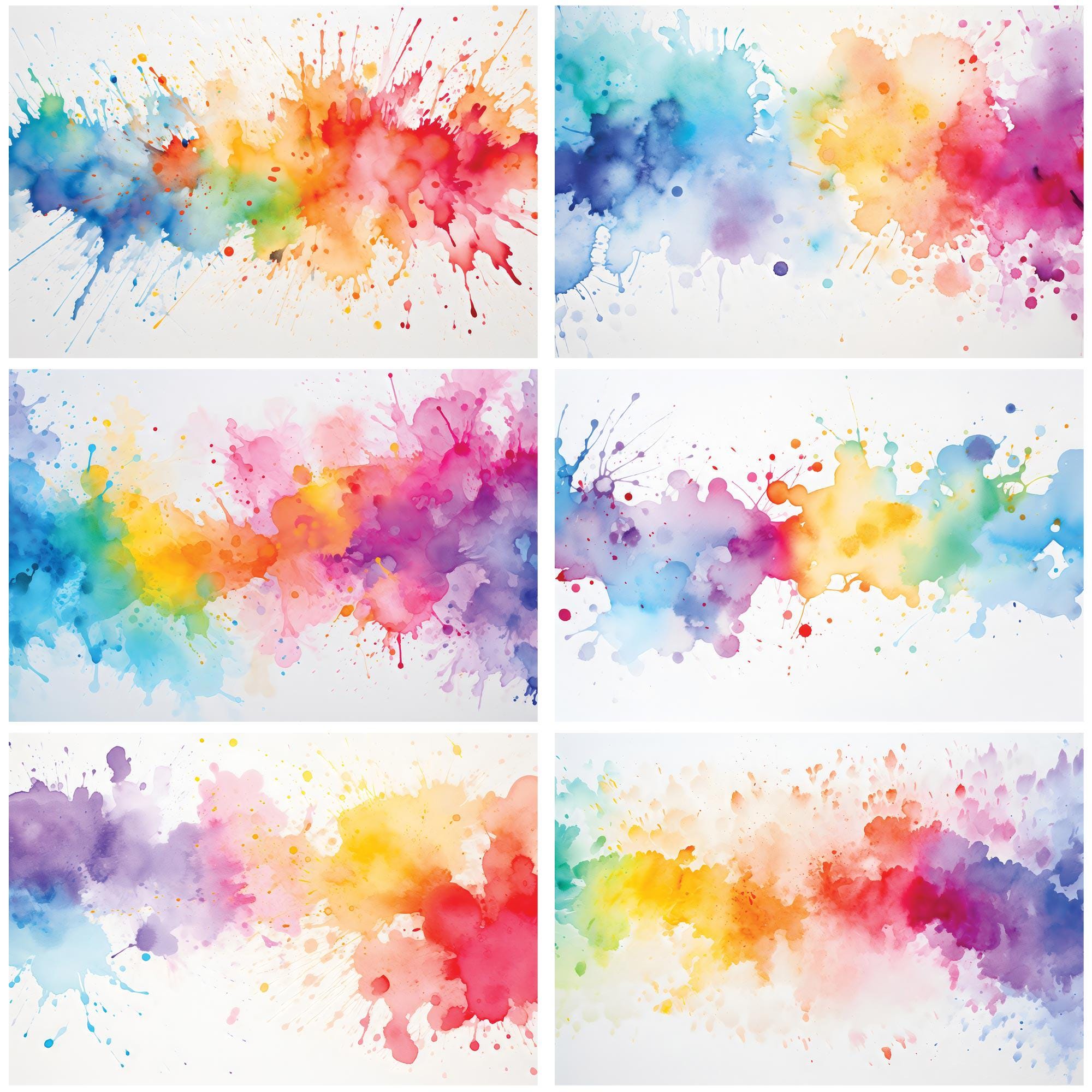 Colorful Watercolor Splats Backgrounds: High-res JPG Textures (digital ...