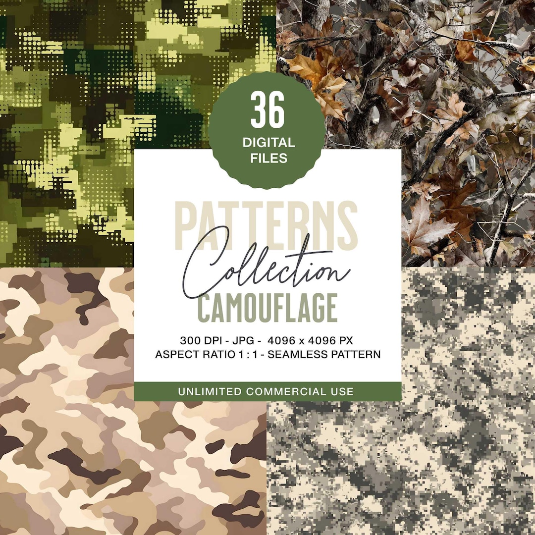 Seamless Camouflage Patterns: Military, Digital, Forest (36 Jpgs ...