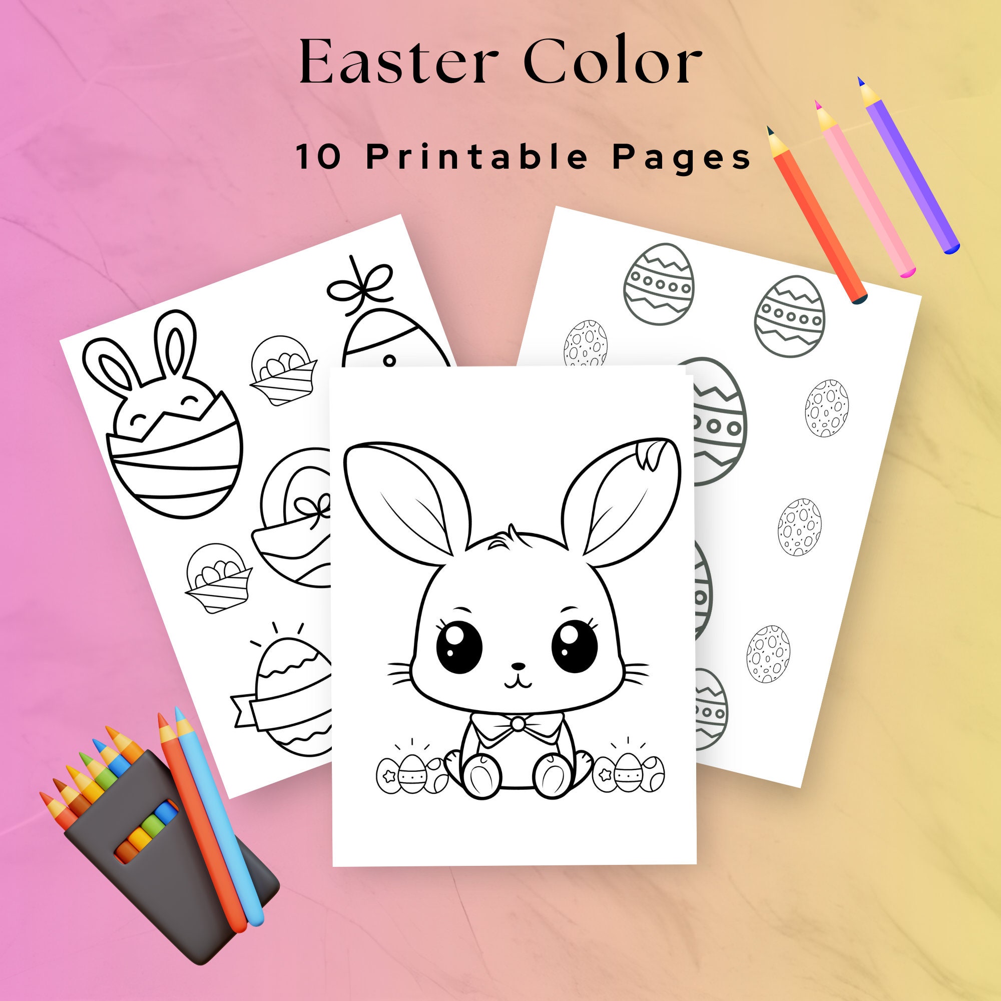 Easter Color 10 Printable Pages - Etsy