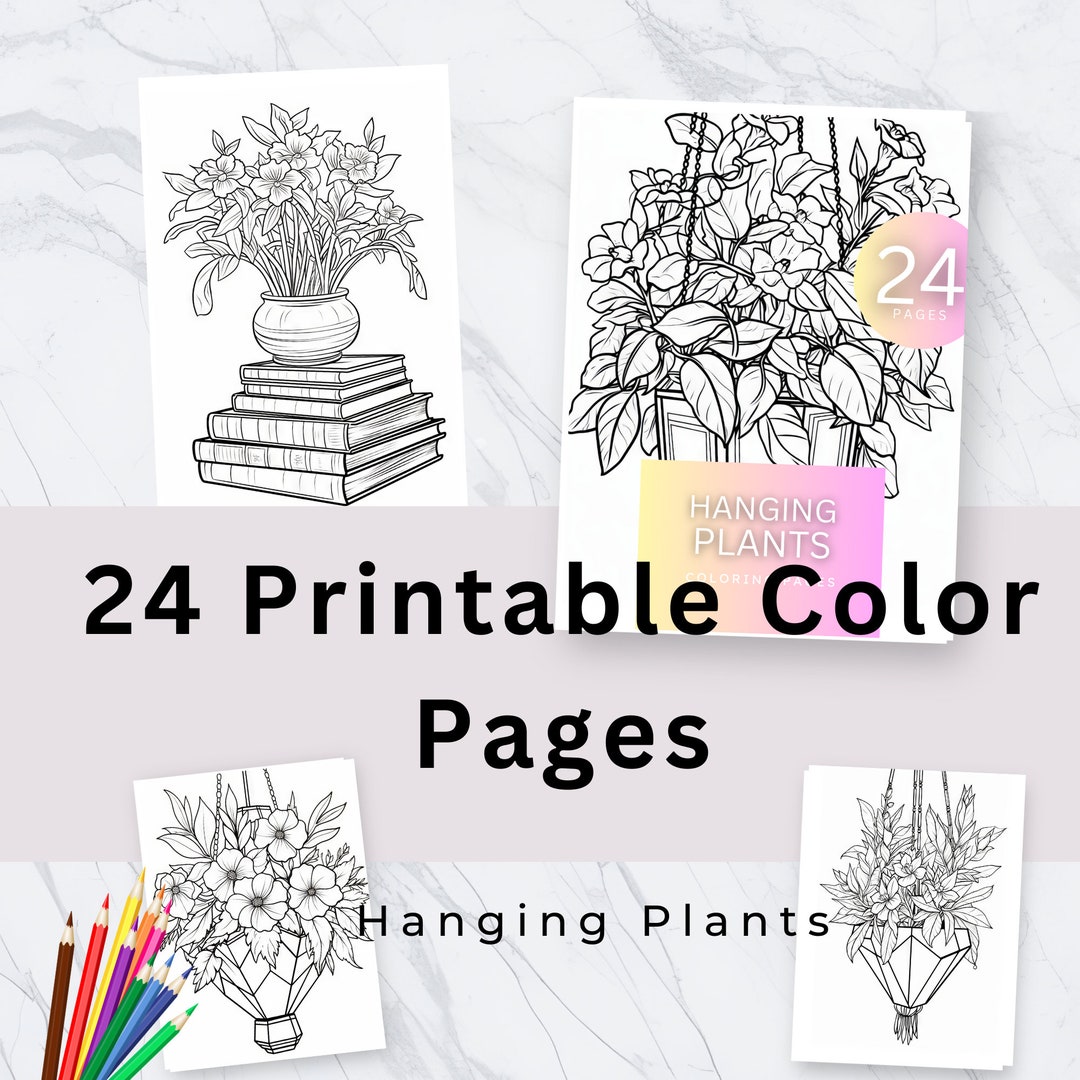 24 Hanging Plants Printable Color - Etsy