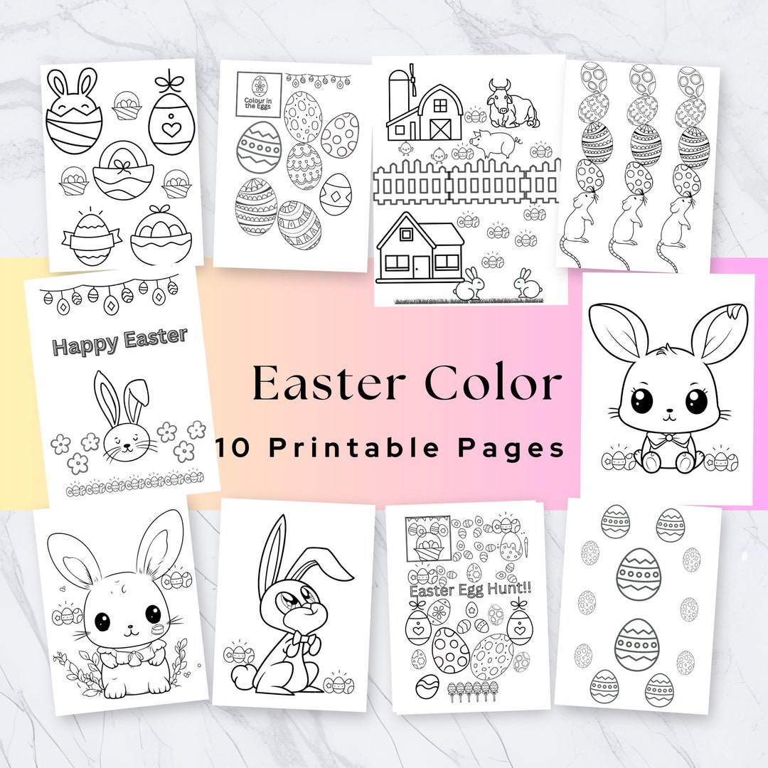 Easter Color 10 Printable Pages - Etsy