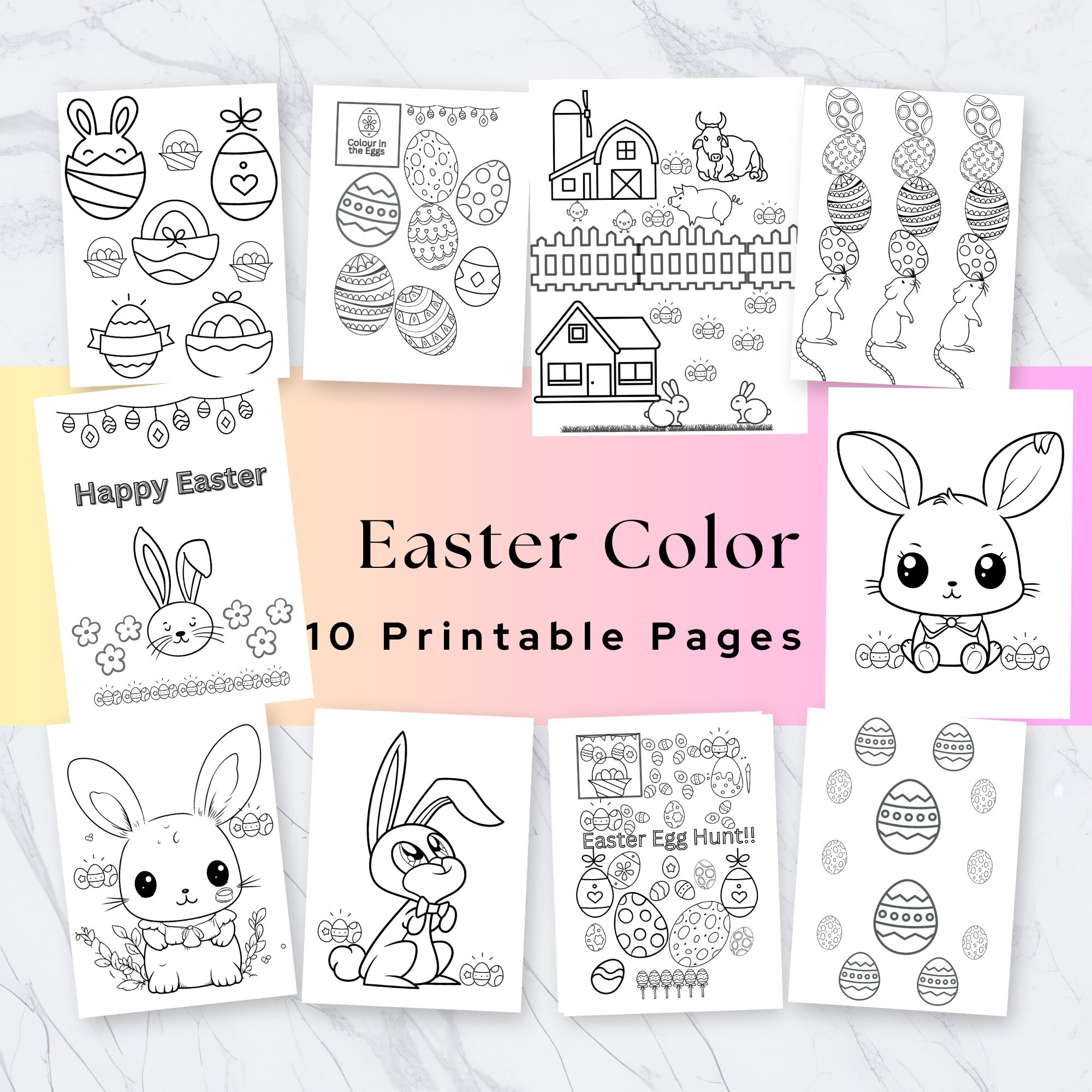 Easter Color 10 Printable Pages - Etsy