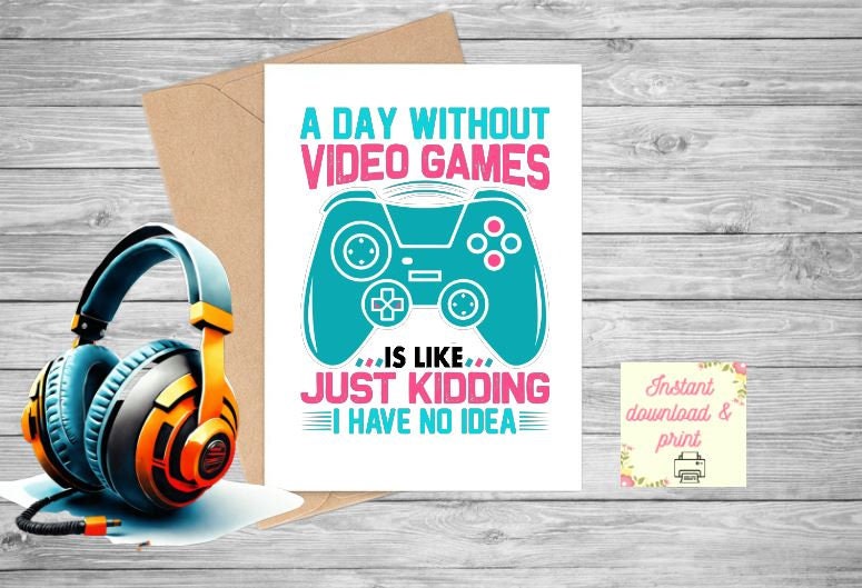 Printable Gamer Birthday Greeting Card - Etsy