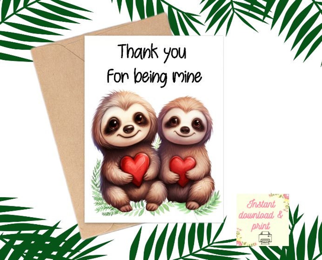 Printable Sloths in Love Valentines Greeting Card - Etsy
