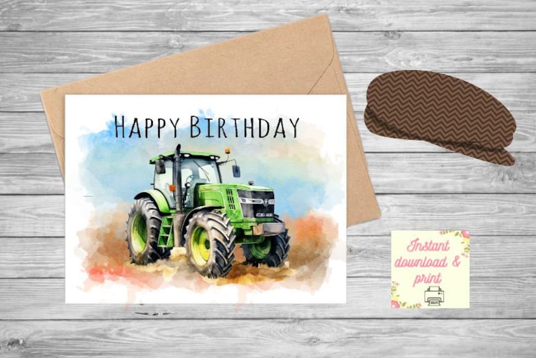 Printable Green Tractor Farmer Birthday Greeting Card - Etsy