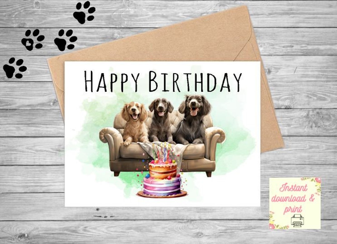 Printable Spaniel Puppy Dog Happy Birthday Greeting Card - Etsy
