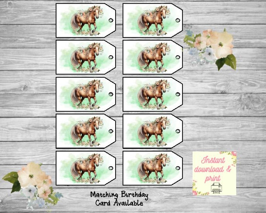 Printable Watercolour Horse Gift Tags - Etsy