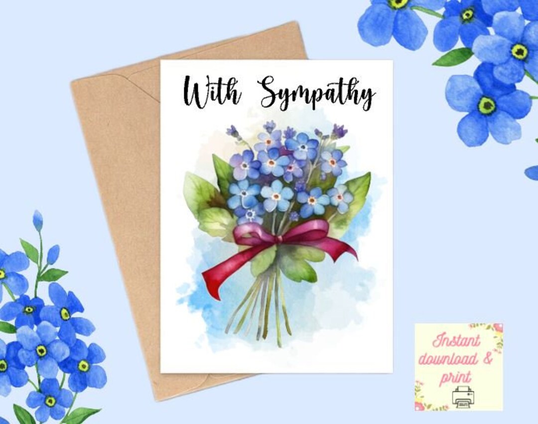 Printable Forget-me-not With Sympathy Greeting Card - Etsy