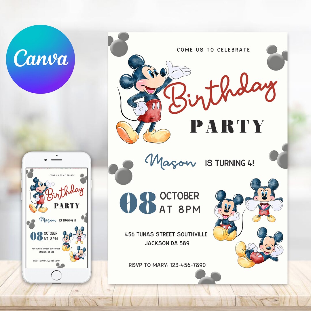 Mickey Mouse Birthday Invite, Birthday Invitation Mickey, Oh Twodles I ...