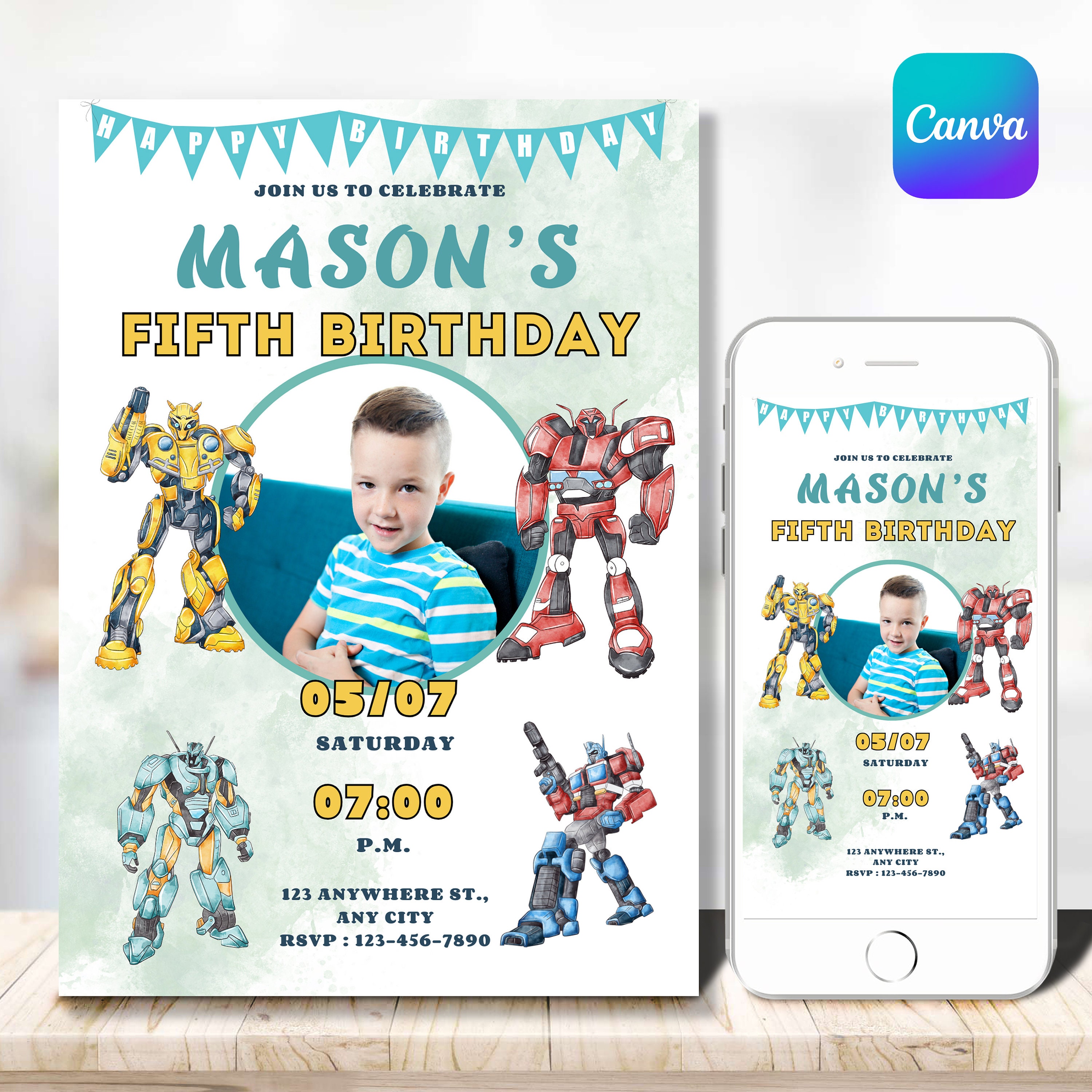 Rescue Bots Transformers Birthday Invitation Template, Birthday Party ...