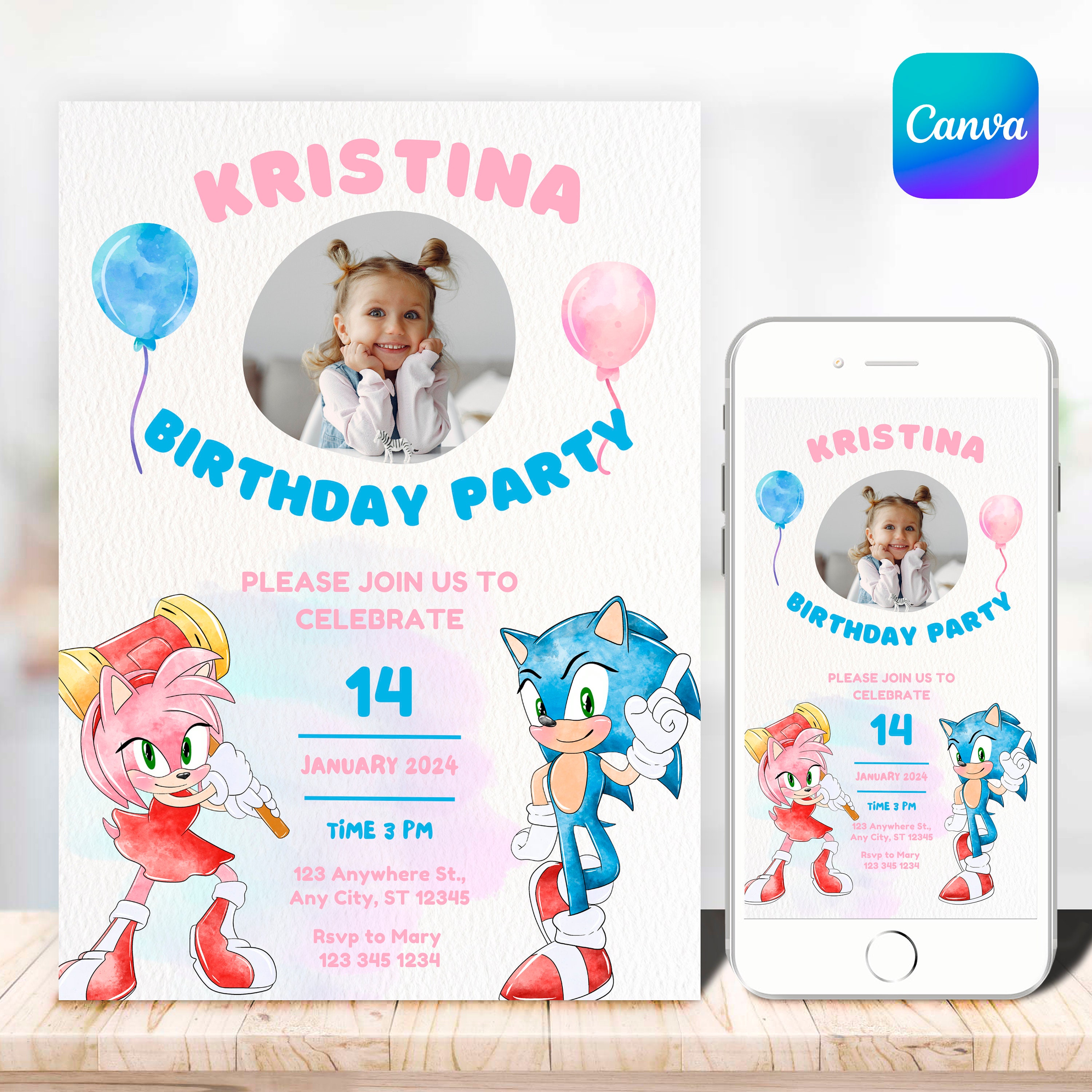 Sonic the Hedgehog Birthday Invitation | Super Sonic Birthday Party ...