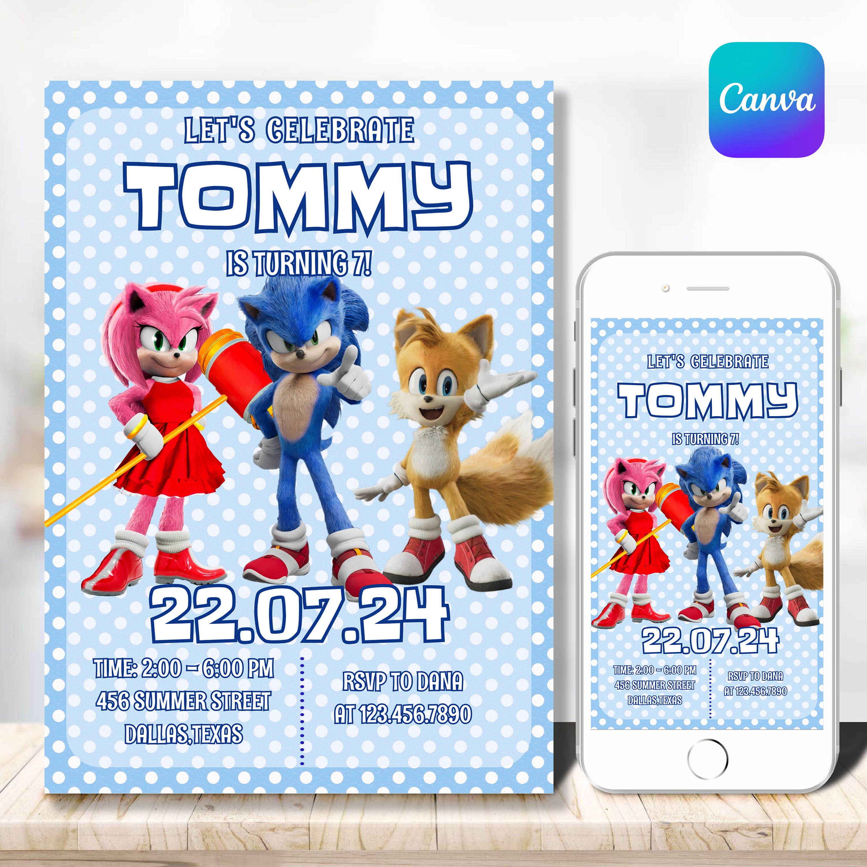 Invitación de Sonic / Invitaciones de fiesta de cumpleaños de Sonic ...