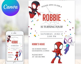 Pool Spidey and His Amazing Friends Birthday Invitation Spidey ...