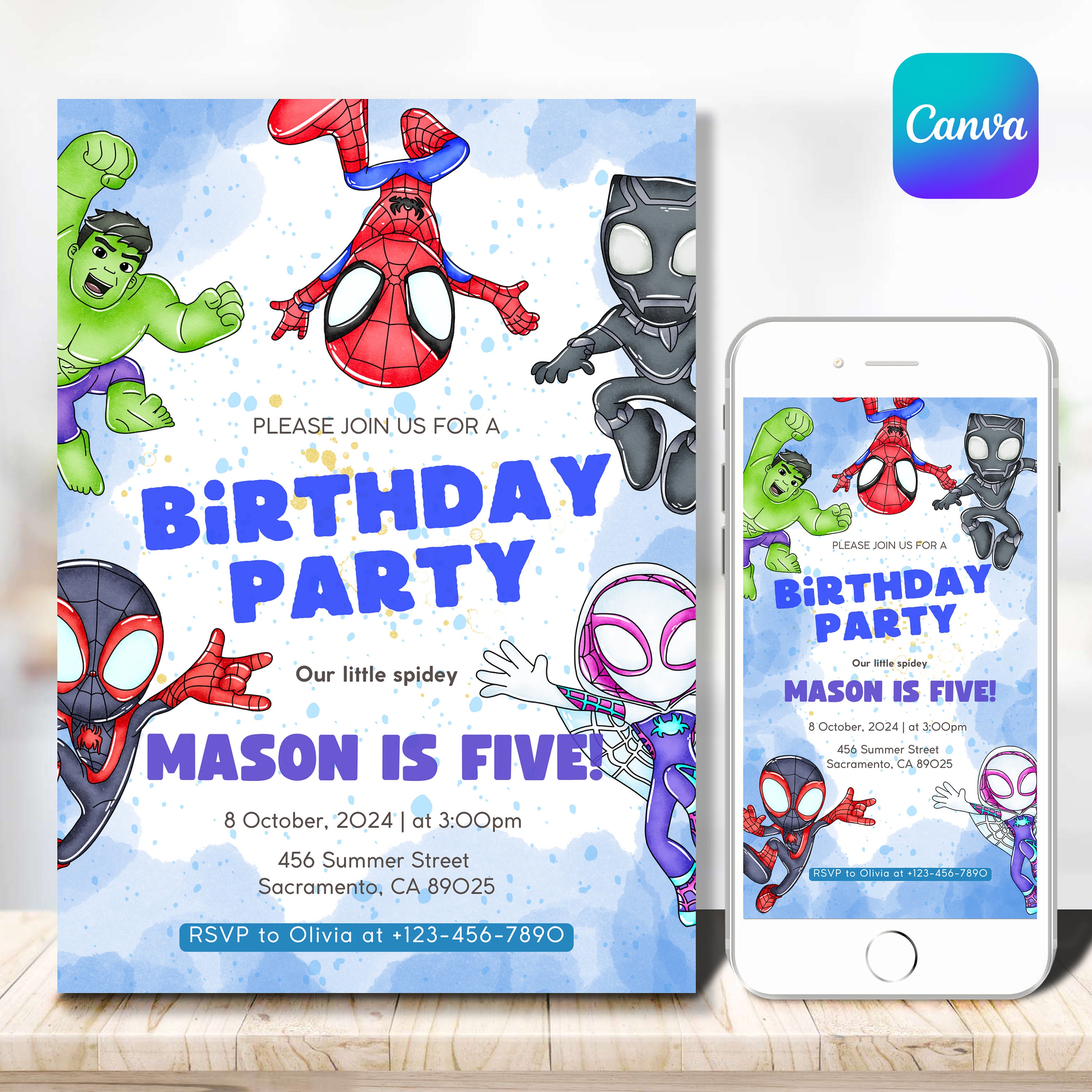 Spidey and His Amazing Friends Birthday Invitation Spidey Invitation ...