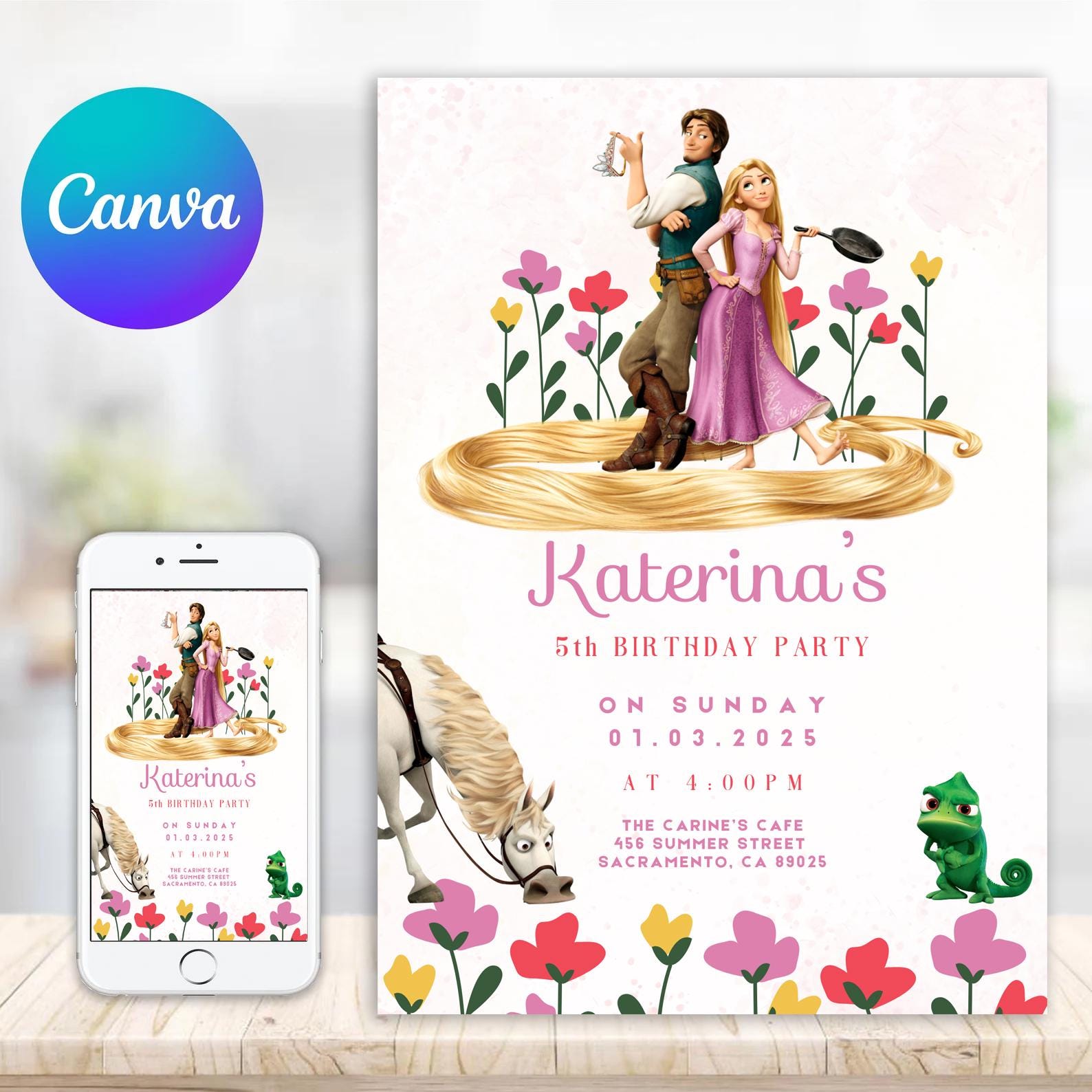 Editable Tangled Birthday Invite Rapunzel Birthday Invitation, Princess ...