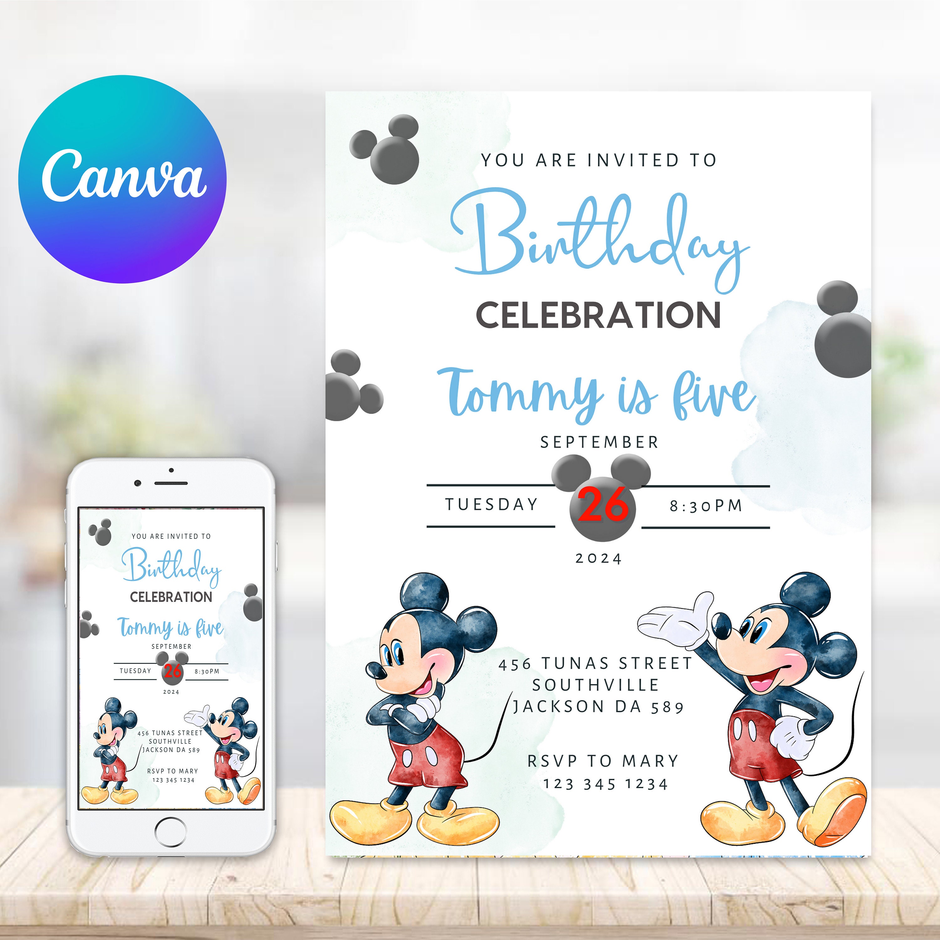 Invitación de cumpleaños de Mickey Mouse, invitación de cumpleaños ...