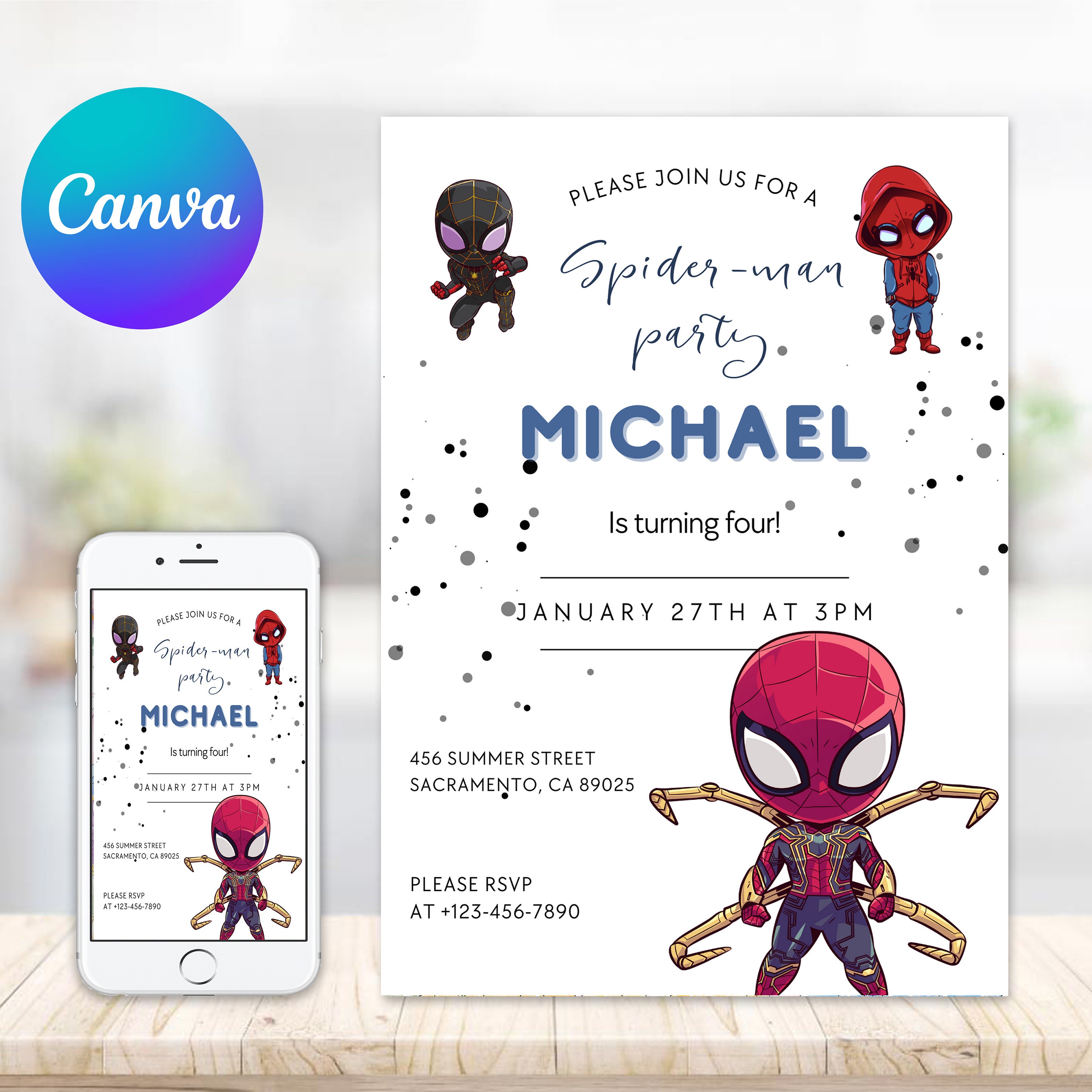 Spider Man Invitation Birthday Party Invite Spidey Birthday Invite Web ...