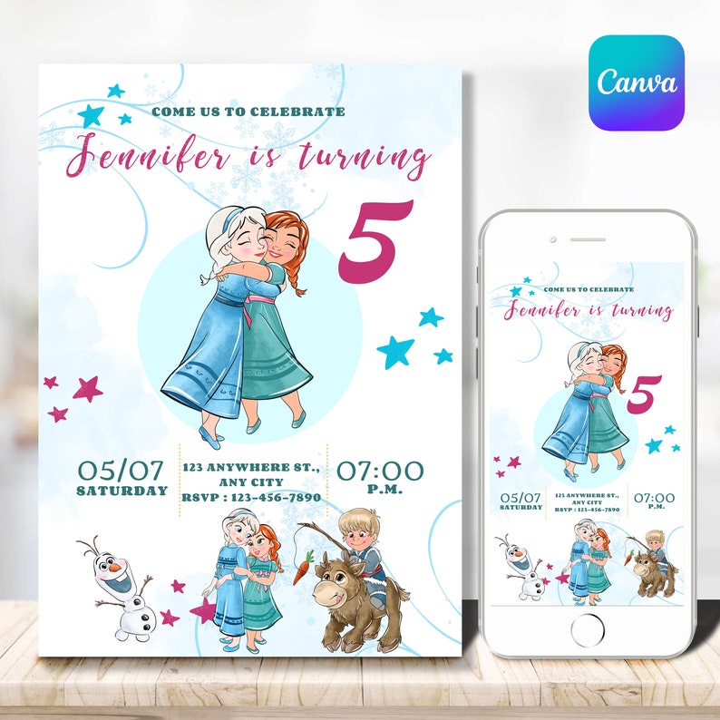 Frozen Birthday Invitation Princess Elsa Anna Invitation Frozen Party ...