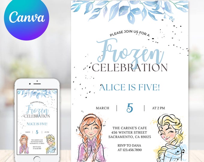 Frozen Birthday Invitation Princess Elsa Anna Invitation Frozen Party ...